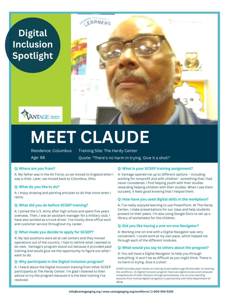 Meet Claude – Digital Inclusion Graduate | VANTAGE Aging