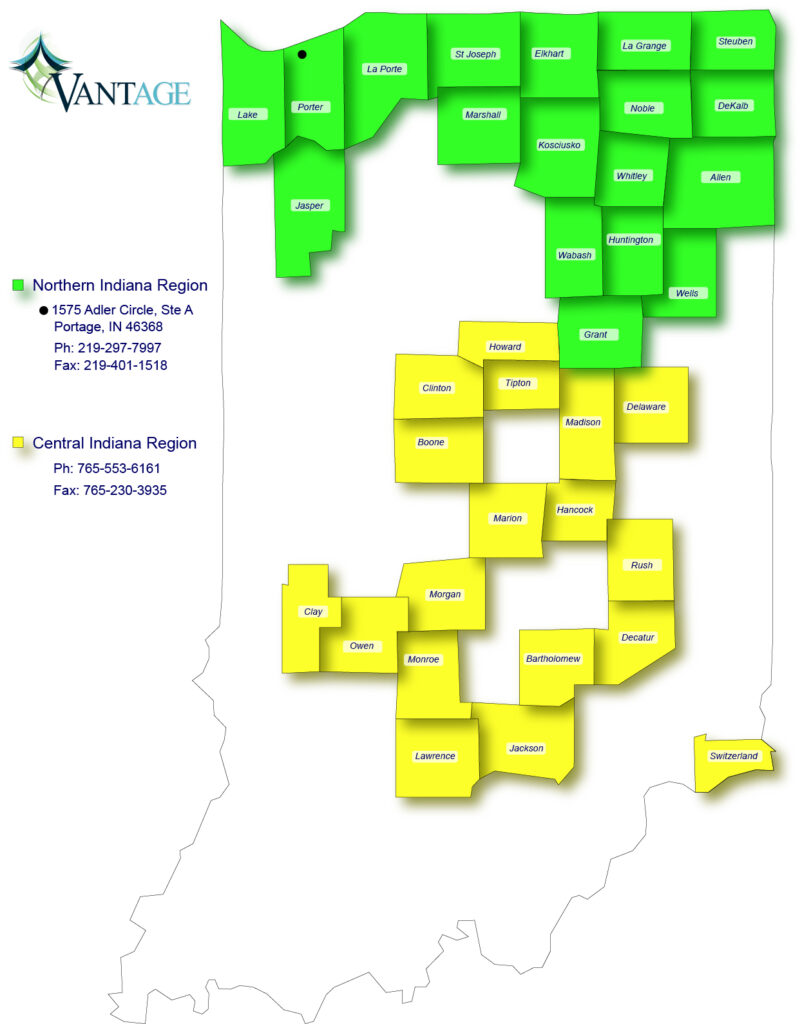Indiana Counties Map | VANTAGE Aging